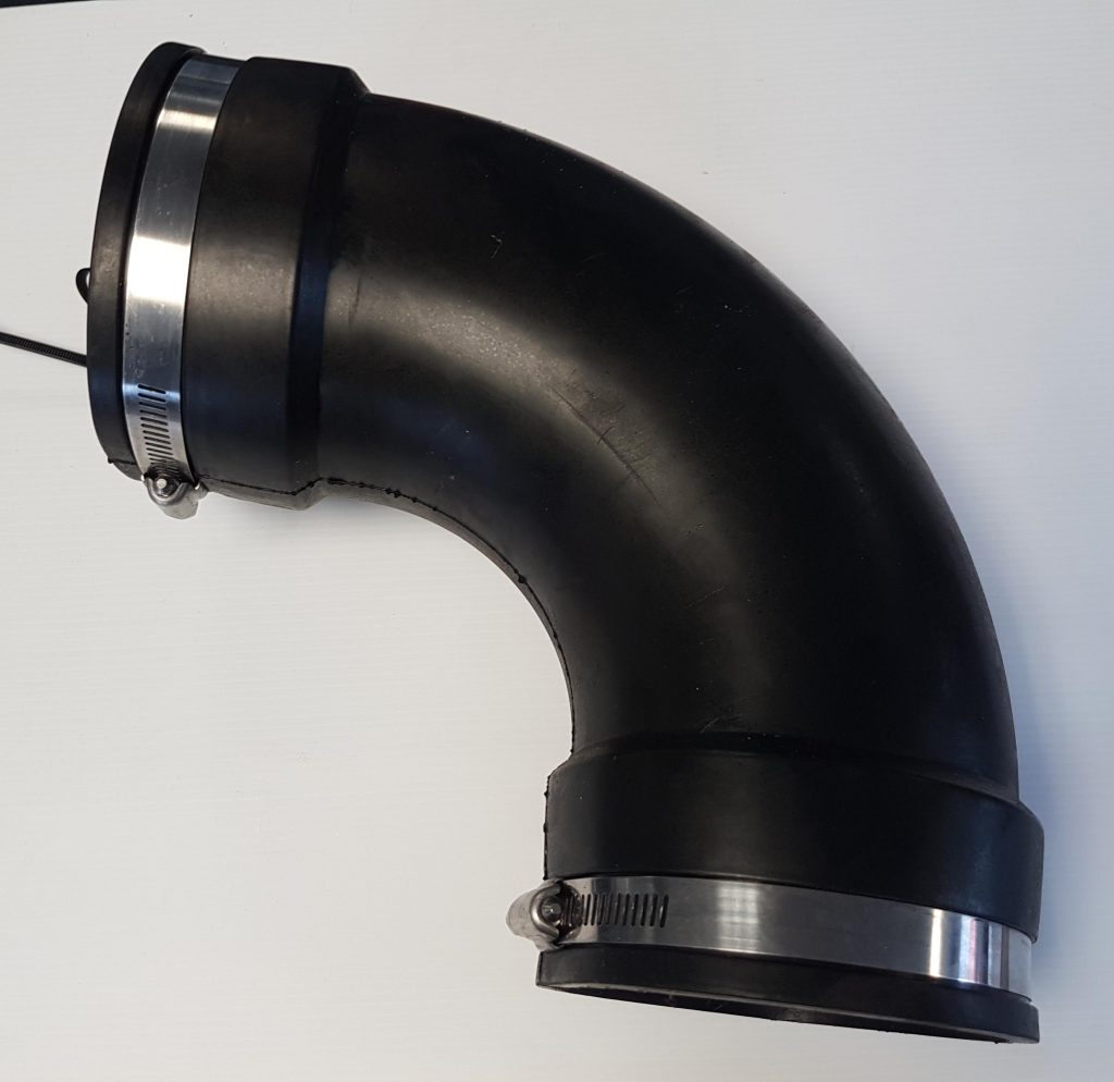 90 Degree Bend Connector Flexible Rubber Boot (with clips) - The Koi Pool